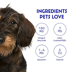 Premium Eye Supplement For Dogs – Tear Stain Supplement For Dogs, Eyes, Vision & Macular Health - Eye Support for Dogs with Lutein, Zeaxanthin, Astaxanthin & Omegas - All Ages, Sizes & Breeds – 2oz