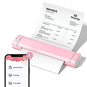 Portable Printers Wireless for Travel - Bluetooth Thermal Mobile Printer Support 8.5" X 11" Letter Size Thermal Paper, On the Go Inkless Portable Bluetooth Printer for Laptop, Phone and Ipad - Pink