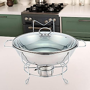 IEUDNS Stainless Steel Round Buffet Chafer with Cover Multifunction Durable Three.5L Serving Tray Holder Chafing Dish Warming Tray for Weddings Parties