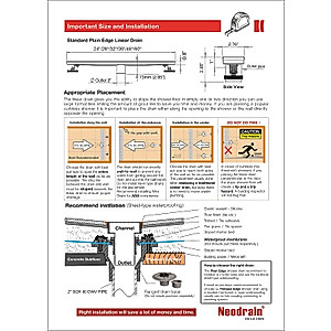 Neodrain 24-Inch Linear Shower Drain with Quadrato Pattern Grate,Brushed 304 Stainless Steel Rectangle Shower Floor Drain,Linear Drain with Leveling Feet,Hair Strainer