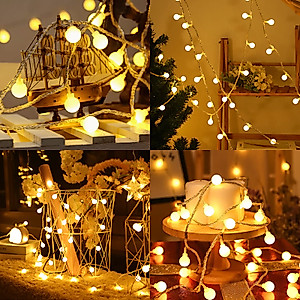 Globe String Lights, 100Led 59FT Fairy Lights Plug in 8 Modes with Remote Control Waterproof Outdoor Indoor String Lights, Fairy Lights for Bedroom, Garden, Party, Wedding, Warm White