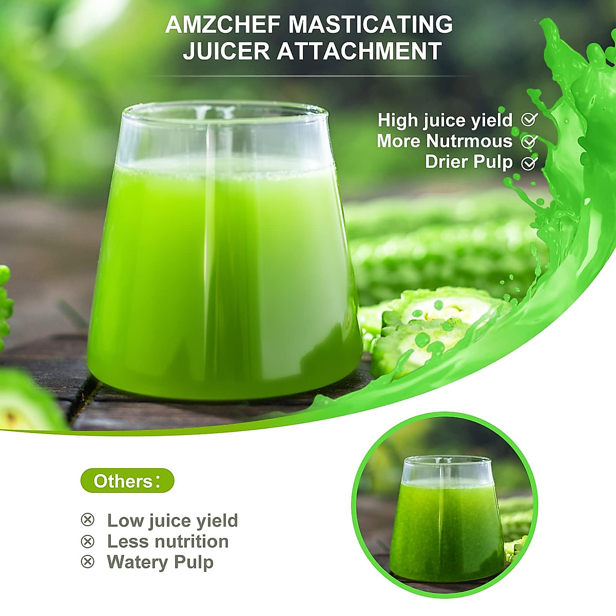 Masticating Juicer Attachment for KitchenAid All Models Stand Mixers,AMZCHEF Masticating Juicer, Slow Juicer Attachment for All KitchenAid Mixers, Cold Press Juicer Parts (Iron black)