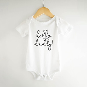 Bump and Beyond Designs Baby-Boys Hello Daddy Pregnancy Announcement Leotard to Husband White, 0-3 Months