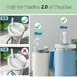 Silicone Spill Proof Stopper for Stanleys Cup 2.0 40oz/ 30oz, Including 2 Straw Cover Caps, 2 Square Spill Stopper and 2 Round Leak Stopper, Tumblers Accessories (for Stanleys Cup 2.0)