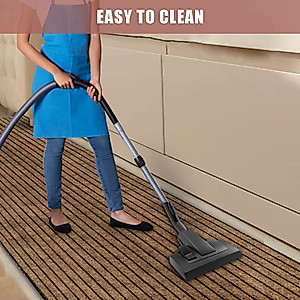 ZGR Runner Rug 2 ft x 6 ft Indoor/Outdoor Low Profile, Hallway, Kitchen, Patio, Deck Area, RV, Entryway, Garage, with Natural Non-Slip Rubber Backing, Brown with Brown Stripe, Custom