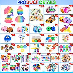Erotodo 607 Pcs Party Favors for Kids, Fidget Toys Pack, Party Toys Assortment, Treasure Box Prizes, Goodie Bag Stuffers for Kids, Carnival Prizes, Autism Sensory Toys, Stocking Stuffers