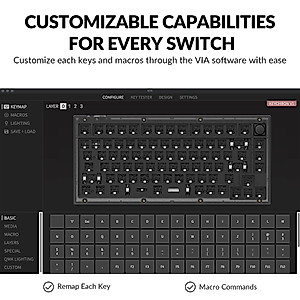 Keychron V1 Wired Custom Mechanical Keyboard Barebone Knob, 75% Layout QMK/VIA Programmable Macro with Hot-swappable Support Compatible with Mac Windows Linux (Frosted Black - Translucent)