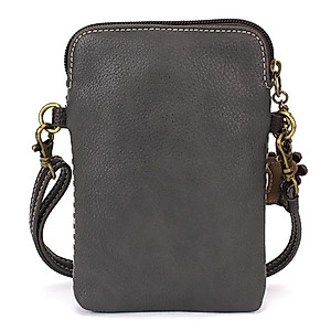 CHALA Cell Phone Crossbody Purse-Women PU Leather/Canvas Multicolor Handbag with Adjustable Strap - Shih Tzu - white - gray stripe