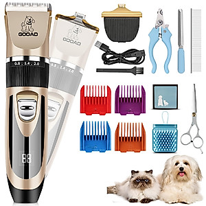Gooad Dog Clippers Grooming Kit and Paw Trimmer,Low Noise,Electric Quiet,Rechargeable,Cordless, Pet Hair Clippers for Thick Coats, Dog Trimmer Grooming Tool, Shaver for Small and Large Dogs Cats