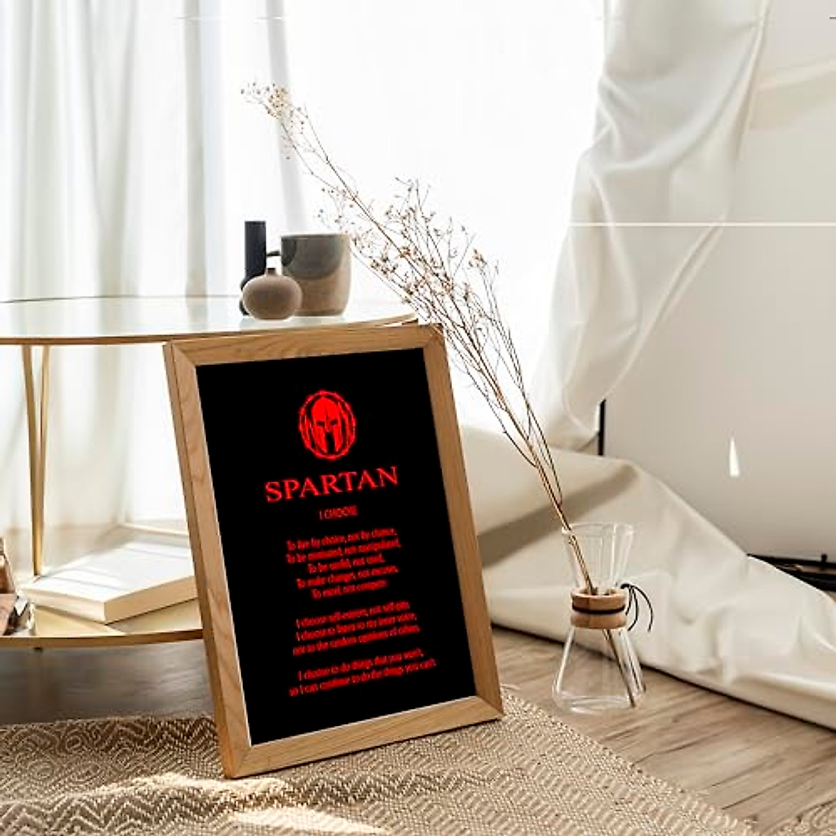 Spartan Code Affirmations- Motivational Quotes Wall Art Decor, Black & Red Gloss Warrior Inspirational Print for Home Decor, Gym Decor, Office Decor. Unframed- 8x10"