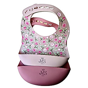 Silicone Baby Feeding Set, Toddler Dish with Suction, Baby Birthday Gift, Adjustable and Waterproof bib, Soft Spoon and Fork, Divided Tableware Set.