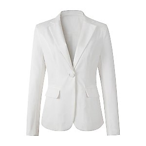 Beninos Womens One Button Blazer Lightweight Office Work Suit Jacket (D918 White, XS)