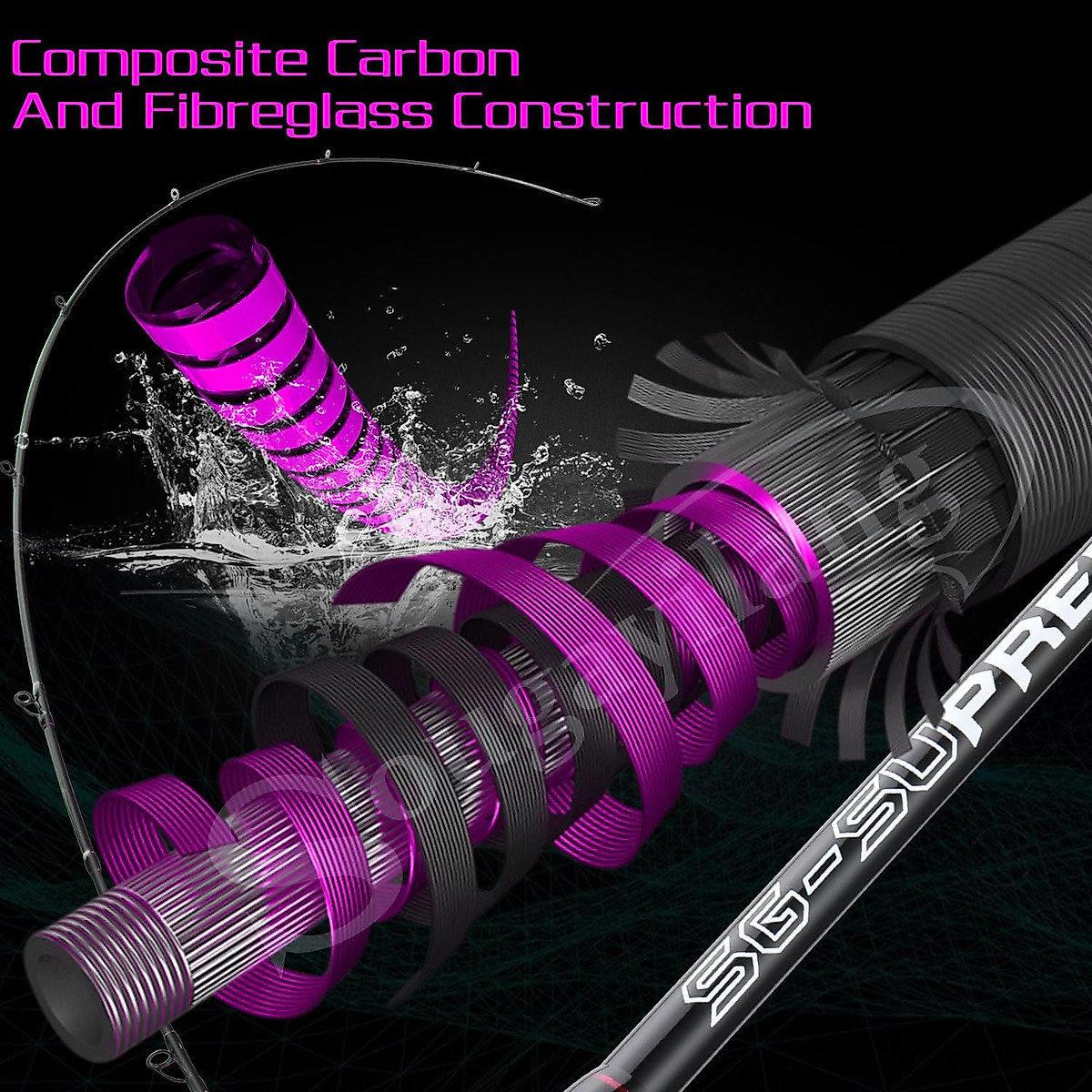 Sougayilang Fishing Rod and Reel Combo, Medium Fishing Pole with Baitcasting Reel Combo, 2-Piece Baitcaster Combo-Purple-5'10'' with left handed reel