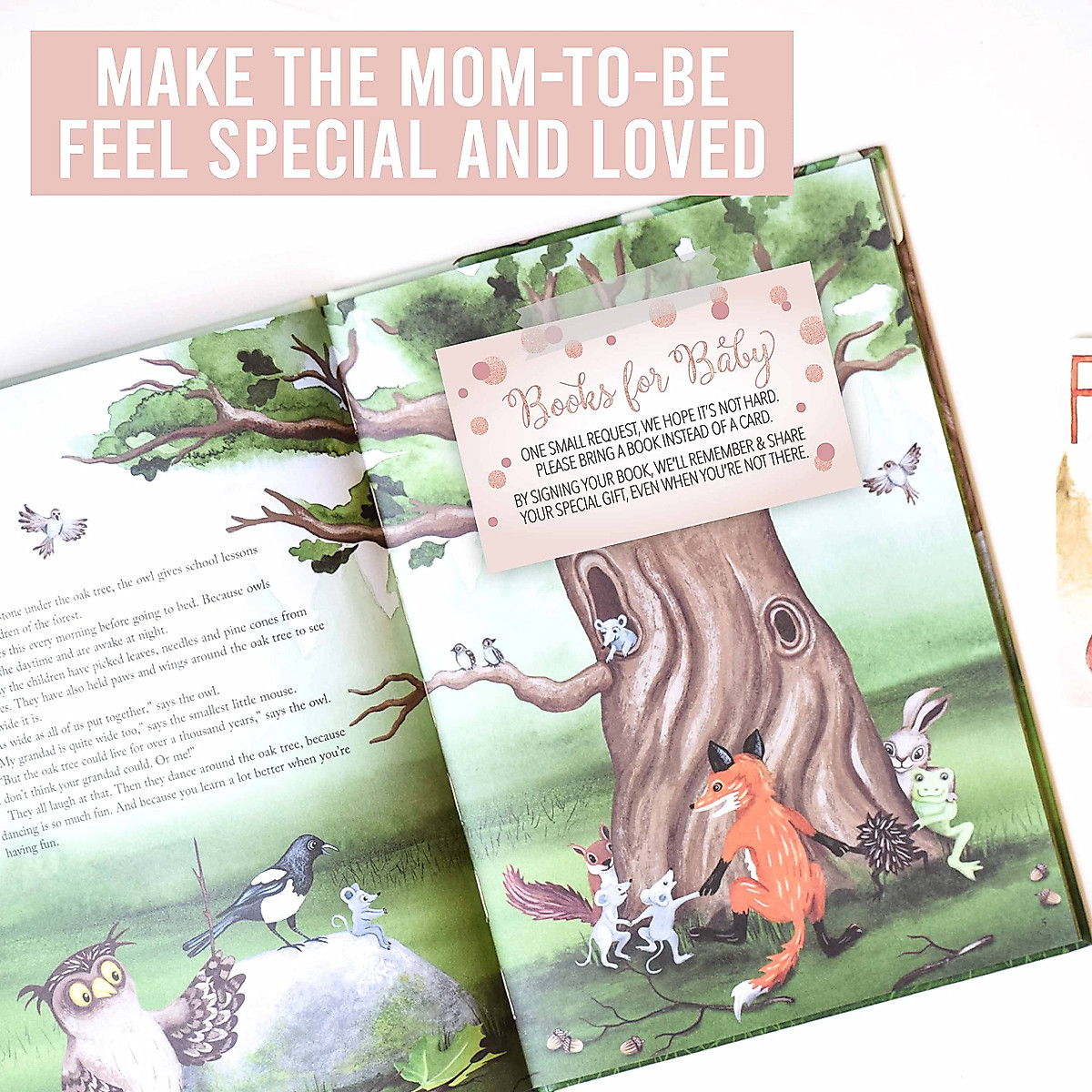 25 Book Request Baby Shower Guest Book Alternative - Gold Baby Shower Invitation Inserts, Books For Baby Shower Request Cards, Bring A Book Instead Of A Card, Baby Shower Book Request For Girls