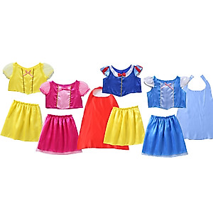 MIJOYEE Princess Dress Up Trunk Clothes for Little Girls, Dress Up Dresses Role Play Set for Little Girls Ages 3-6 Years,4 Pack