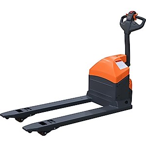 Tory Carrier Electric Pallet Jack/Truck Power Lithium Battery 3300lb Capacity 48x27 Forks Used in Warehousing and Handling-Orange Style