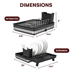 Vdomus Expandable Pot Organizer Rack for Under Cabinet with 4 DIY Storage Positions, Length Adjustable Pan Rack for Kitchen Counter, Pot and Pan Organizer Up to 13 Pans or Pot &Lids, Black Metal
