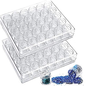 ZOENHOU 2 Pack 30 Grids Diamond Painting Storage Containers, Embroidery Diamond Storage Box Beads Organizer Case with Lid Clear Nail Art Accessories with 1 PCS Label Stickers for Jewelry DIY
