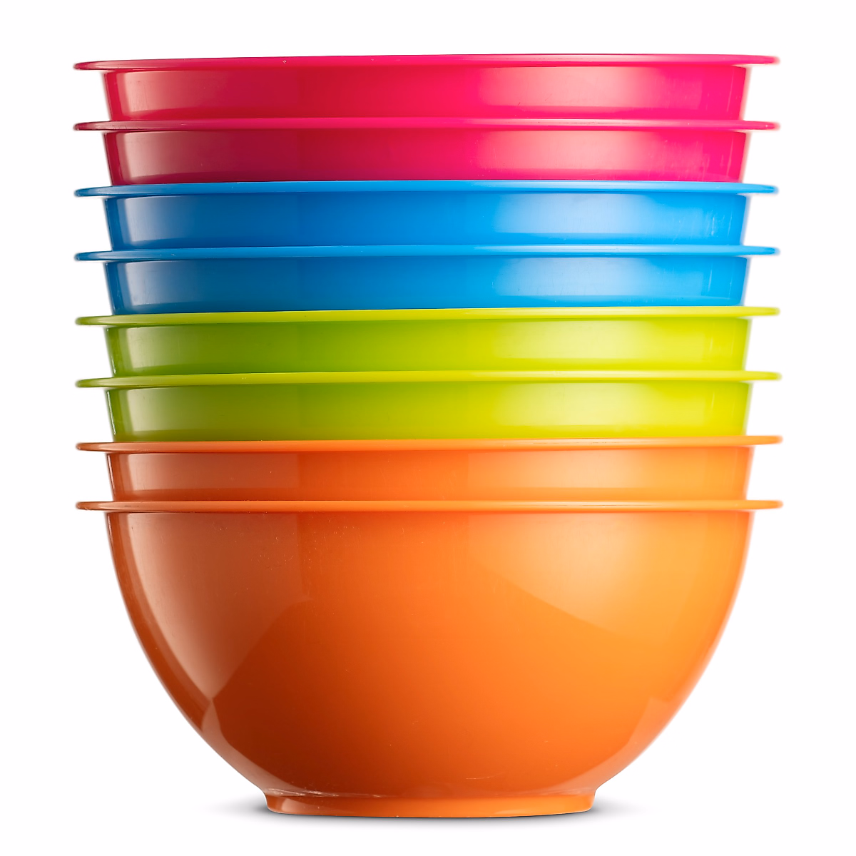 PLASKIDY Cereal Bowls, Includes 8 Plastic Bowls, 22 OZ, Microwave/Dishwasher Safe, BPA Free, 4 Bright Colors, Great for Cereal Bowls, Soup Bowls, Kids Bowls.