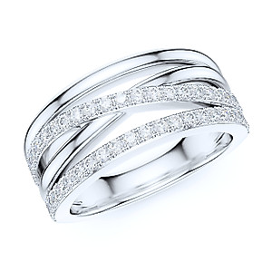 PRSTANI 8.5mm Wide Sterling Silver Criss Cross Infinite Simulated Round Brilliant Cut Diamonds Wedding Ring (8)