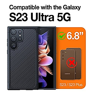 TORRAS Samsung Galaxy S23 Ultra Non-Slip Grip Case - Military Grade, Slim, Shockproof, Anti-Fingerprint, Matte Black