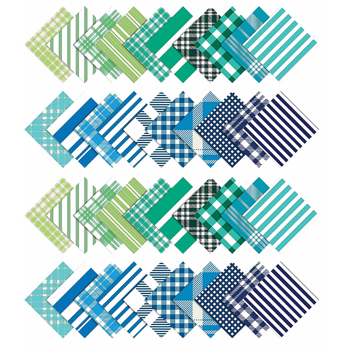 Soimoi Precut 10-inch Check Prints Cotton Fabric Bundle Quilting Squares Charm Pack DIY Patchwork Sewing Craft- Blue & Sea Green