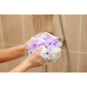 Pack of 5 Individually Wrapped Bath Shower Sponge Loofahs Mesh Pouf Ball Scrubber Assorted Colors (1)