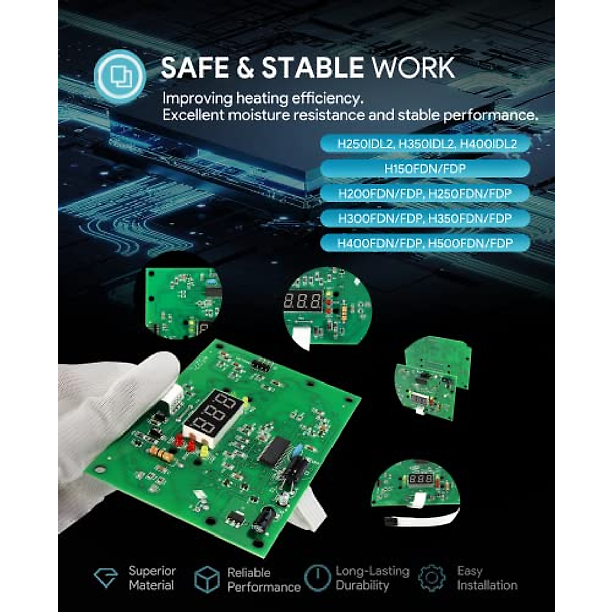 sixcow IDXL2DB1930 Display Board Replacement for Hayward H350FDP, Universal H-Series Induced Draft Heater Models H250IDL2, H350IDL2, and H400IDL2