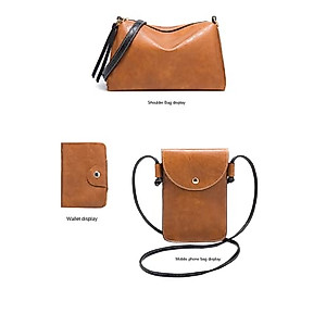 Women Fashion Handbags Wallet Tote Bag Shoulder Bag Top Handle Satchel Purse Set 4pcs bags for women (brown)