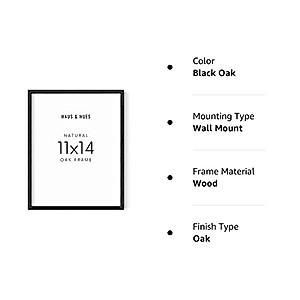 HAUS AND HUES 11x14 Black Frame – 11x14 Black Picture Frame That Comes Ready-to-hang, Black 11x14 Picture Frame Perfect for Hanging Vertically or Horizontally, 11x14 Frame Black