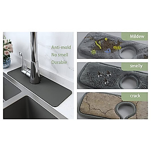 One Billiono Splash Guard for Sink Faucet- Super Absorbent Fast Drying Mat Gadgets-Splash Behind Faucet Drip Catcher Kitchen, Bathroom,Sink Mat, Dish Sponge Holder, Blue, 5.5*14.9IN