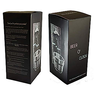 Thirsty Solutions - “Beer O’ Clock” Rustic Wall Mounted Bottle Opener and Catcher - Dark Stain Pine with Zinc Alloy Opener - Removable Wooden Bucket - Man (or Woman) Cave Ready