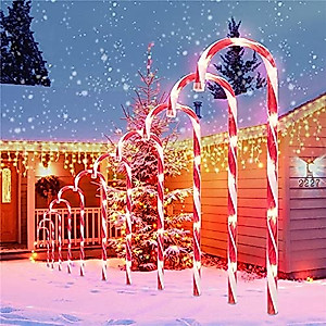 Christmas Candy Cane Lights,LED Christmas Candy Cane Lights， Fairy Landscape Lighting Outdoor Garden Pathway Yard Lawn， Lamp Home New Year Xmas Decoration 10pcs