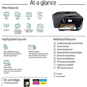 HP OfficeJet Pro 6978 Wireless All-in-One Color Inkjet Printer - Print Scan Copy Fax - 2.65" Touchscreen, 20 ppm, 8.5" x 14", 35-Sheet ADF, Auto Duplex Printing