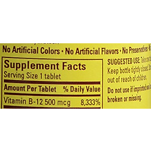 Nature Made Vitamin B12 500 mcg. Tablets 100 Ct