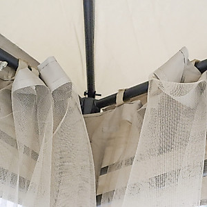 Joyside Outdoor Metal Gazebo, 10"x12" Patio Gazebo Double Vent Canopy Gazebo with Mesh Sidewalls, Gazebo Tent with Metal Frame Easy to Set Up for Patio Lawn and Backyard, Beige Top