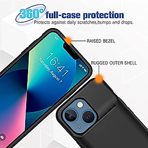 Battery Case for iPhone 13,7000mAh Ultra-Slim Portable Charger Case Rechargeable Battery Pack Charging Case Compatible with iPhone 13 (6.1 Inch)-Black