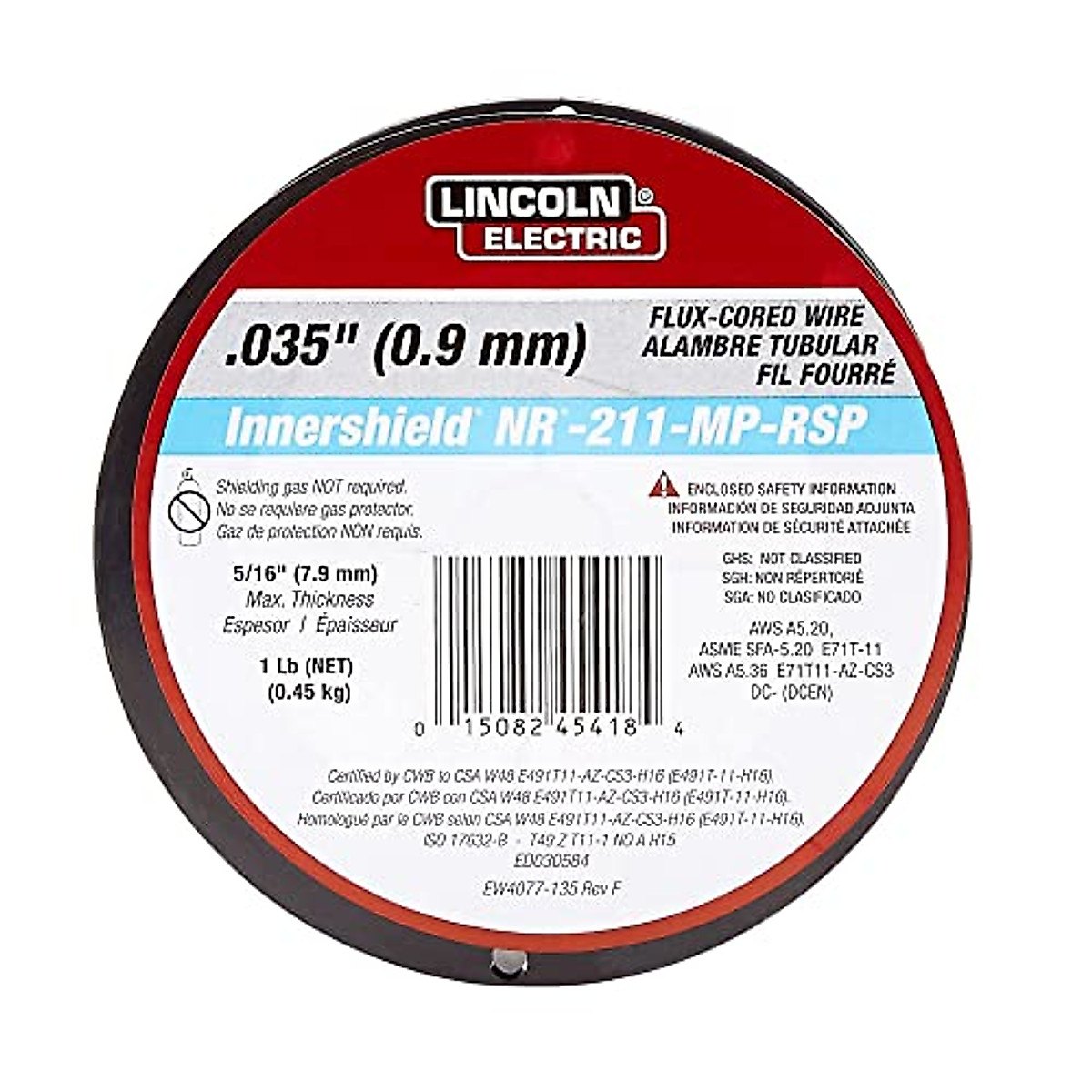 Lincoln Electric ED030584 Inner Shield NR-211 Flux-Core Welding Wire, .035-In. - Quantity 5