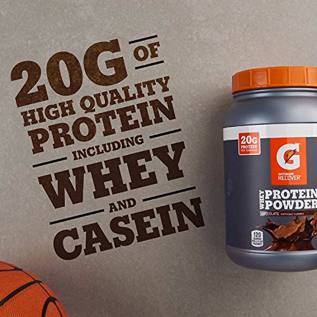 Gatorade Whey Protein Powder, Chocolate, 22.4 Ounce (20 servings per canister, 20 grams of protein per serving)