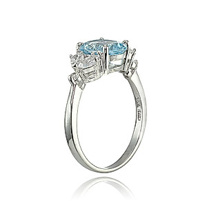 Ice Gems Sterling Silver Blue Topaz and White Topaz Oval Ring Size 10
