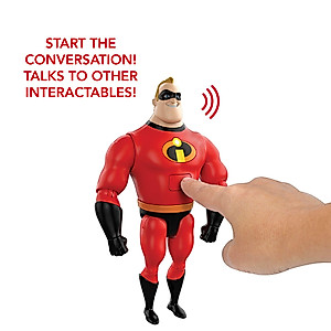 Pixar Interactables Mr. Incredible Talking Action Figure, 8-in Highly Posable Movie Character Toy, Interacts with Other Figures, Kids Gift Ages 3 Years & Older