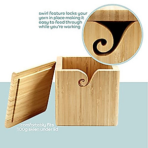 JubileeYarn Bamboo Yarn Bowl with Lid - Holder Knitting Crochet Accessories - Natural - 1 Box