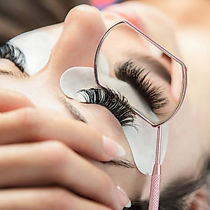 Embagol Lash Mirror Extra Large Makeup Mirror for Eyelash Extensions Detachable Stainless Steel Square Round Lash Extension Accessories(Pink)