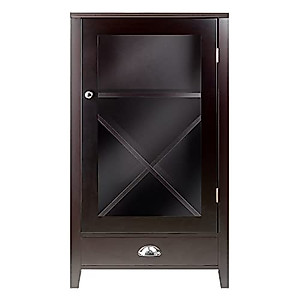 Winsome Bordeaux Modular Wine Cabinet X-Panel, Dark Wood Finish (92442)