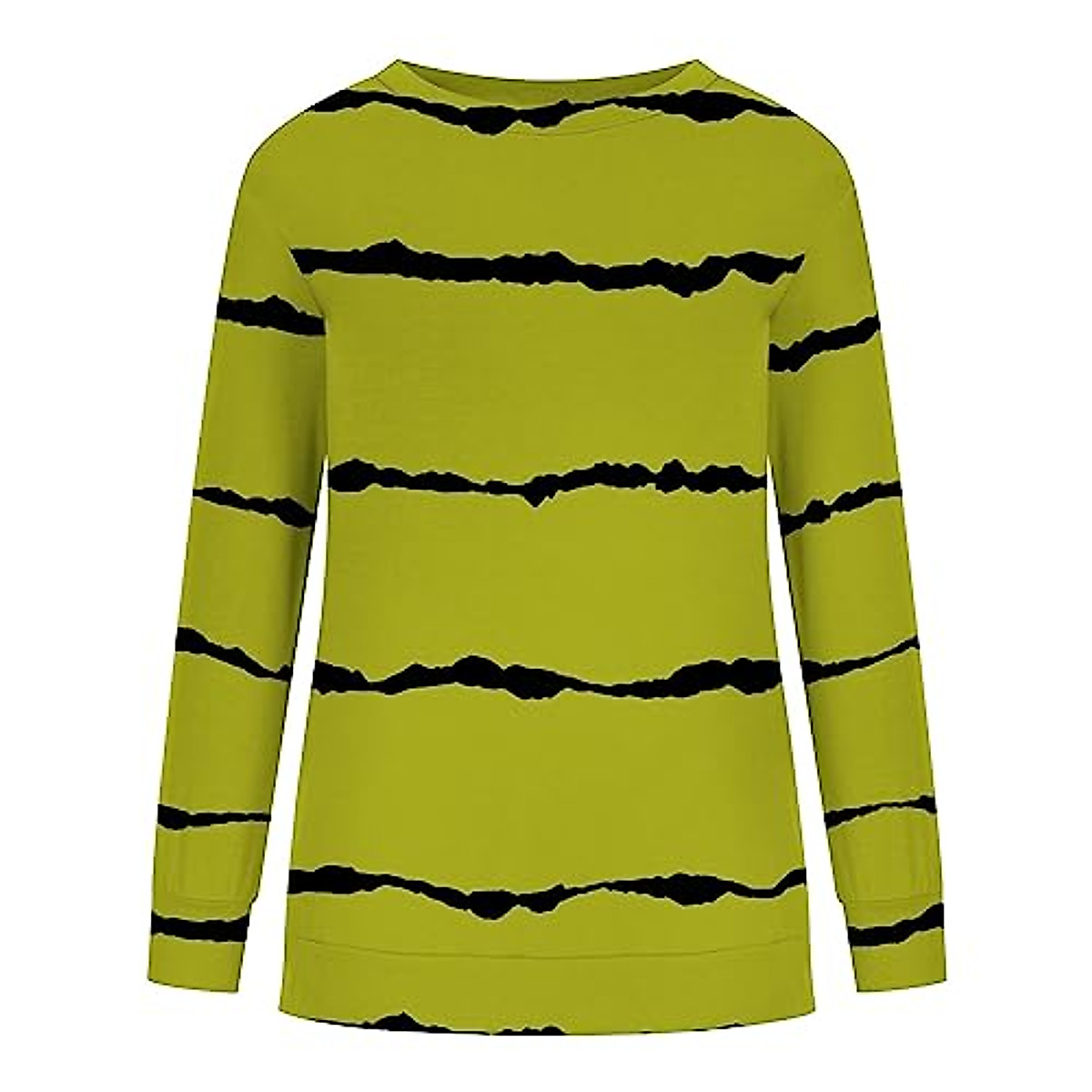 LAWOR Workout Sweatshirts 2023 2024 Sudadera de cuello redondo rayas para mujer suéter bonito manga larga ropa para otoño invierno sudaderas primavera Z4-Yellow 3X-Large