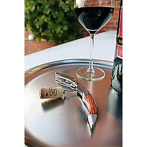 Barvivo Wine Opener with Foil Cutter Knife & Cap Remover - Double Hinged Manual Wine Key for Servers, Bartenders & Waiters - Wine Accessories Ideal as Valentines Day Gifts for Him - Natural Rosewood