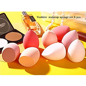 Makeup Sponge, Beauty Sponge, Makeup Blender Sponge 8 PCS, Original Scene Music（Music Type :Kawaii Bass),Dry and Wet Use, Makeup Sponges for Foundation, Makeup Blender Sponge Set with Gift Box