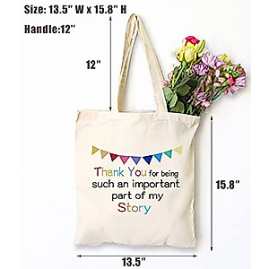 Thank You For Being Such An Important Part of My Story – Shoulder Bag Shopping Bag Tote Bag Gift – Appreciation Gifts for Teachers - Birthday Christmas Back To School Gift For Teacher