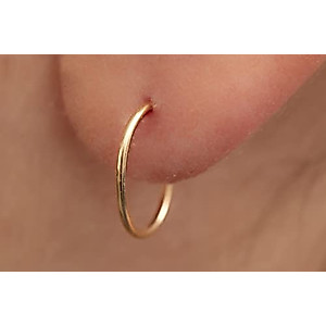 Small Gold Tragus Huggie Hoop Earrings for Women Cartilage Nose Helix Tragus Rook Piercing(Gold, 8mm 18 gauge / 1 pair)