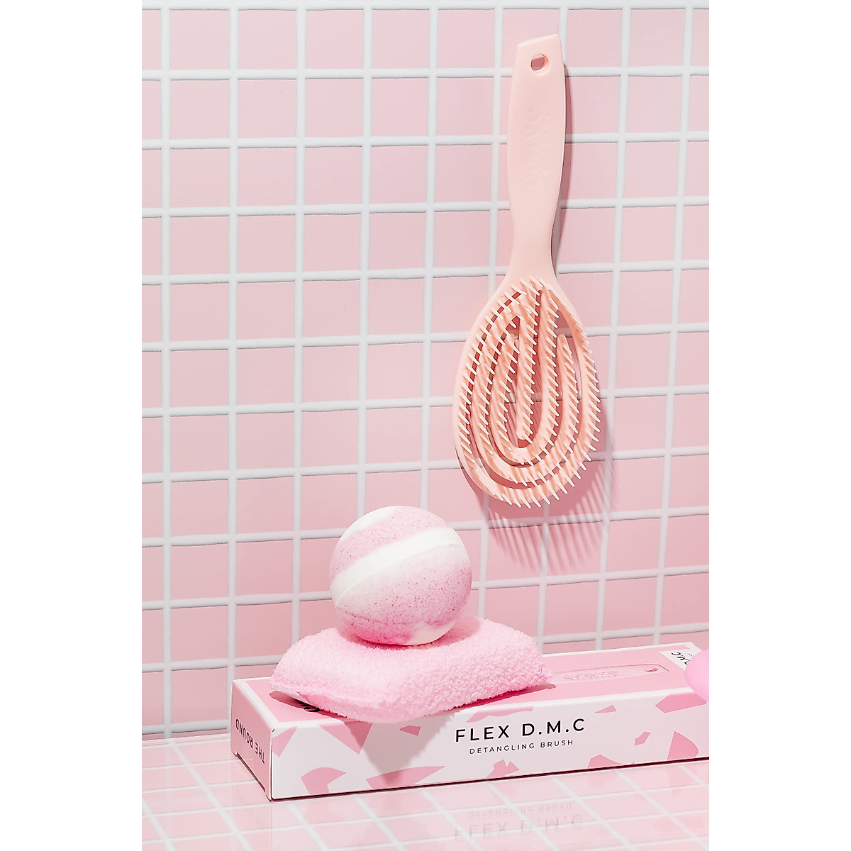 Crave Naturals FLEX DMC Detangling Brush for Natural Textured Hair - Flexible Hair Brush Detangler for Curly, Frizzy, Thick Hair - ROUND